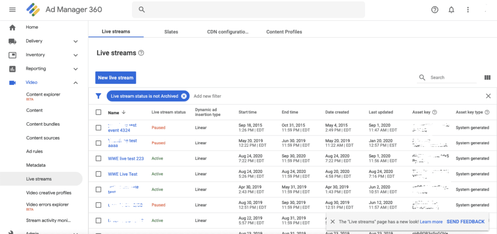 Setting Up Ads Within Live Streams Using Google Ad Manager 360