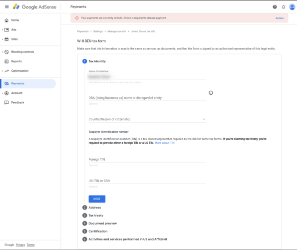 Has Google started withholding US tax from all AdSense accounts?